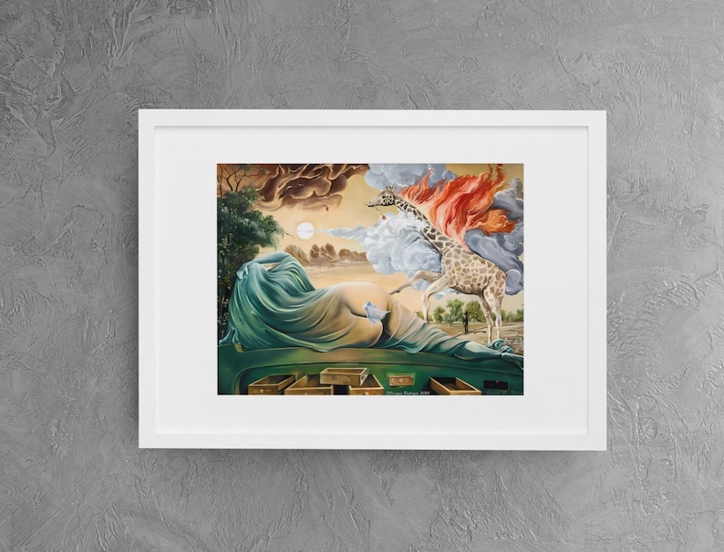 Surrealist Print, Dreamlike Painting, Reminiscent of the Works of ...