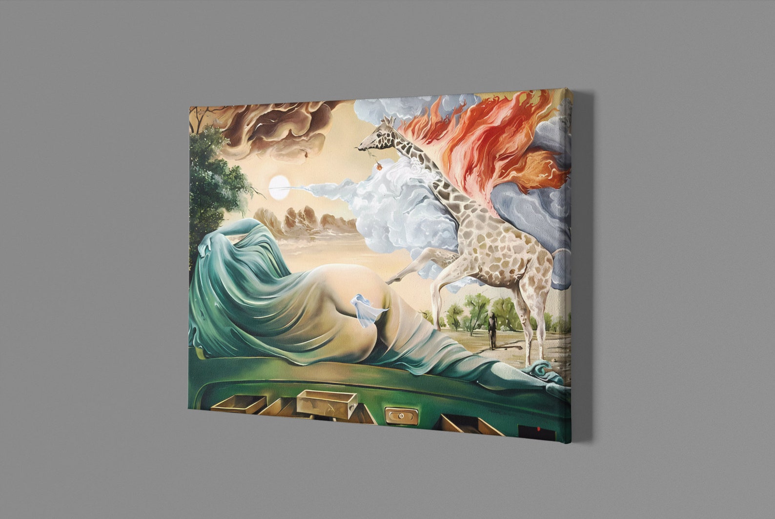 Surrealist Print, Dreamlike Painting, Reminiscent of the Works of ...