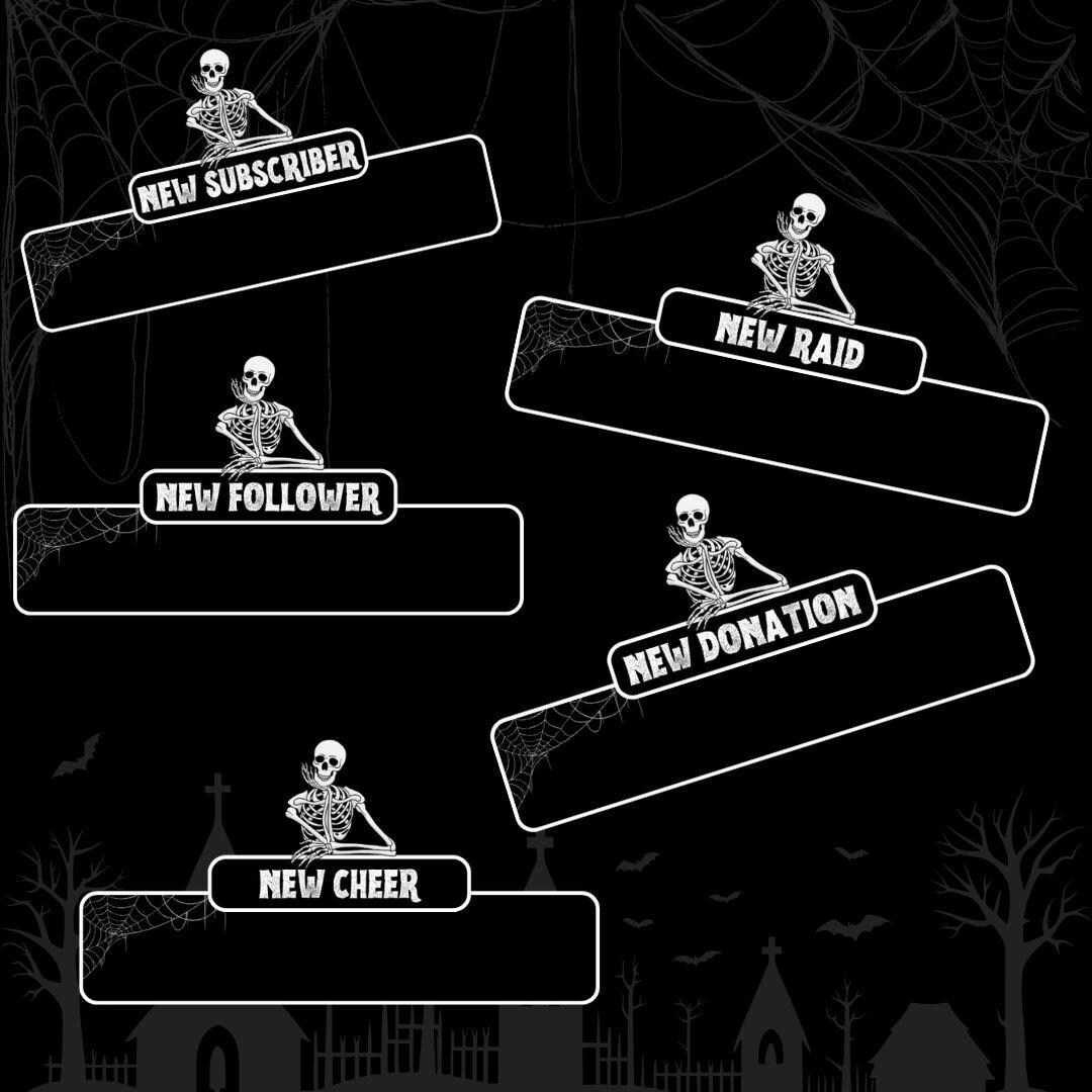 Spooky Skeleton Twitch Alerts Set of 5 Perfect for Halloween - Etsy