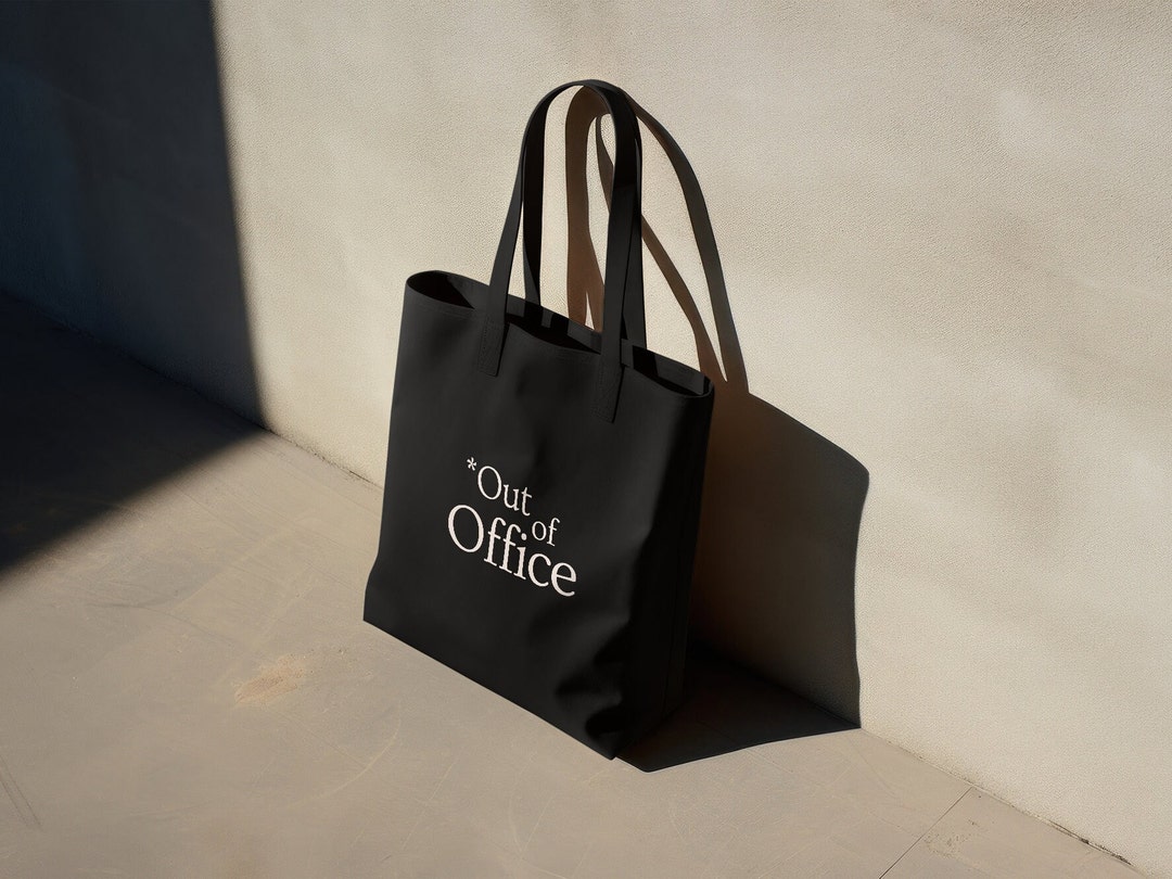 Out of Office Tote Bag | Black | Contemporary | Typographic ...