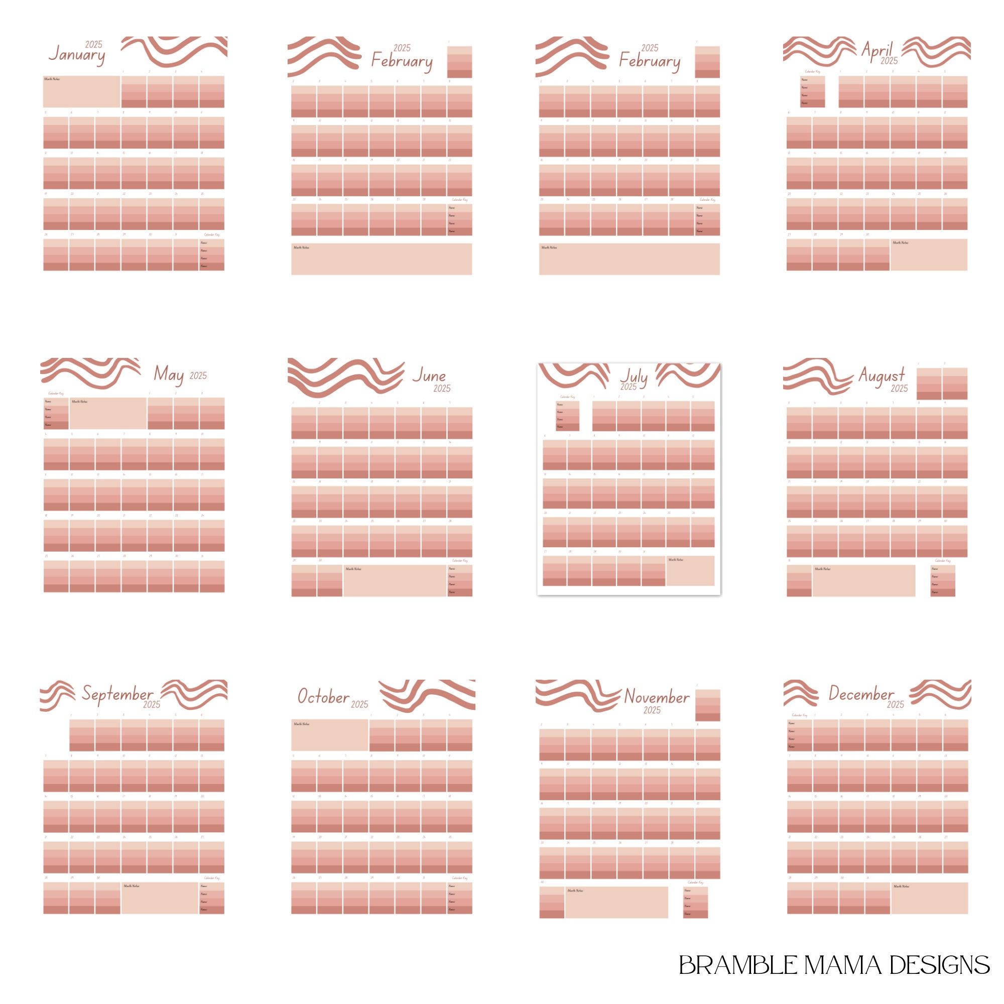 2024-2025 Family Calendar, Printable and Editable 11 X 14-inch Calendar ...