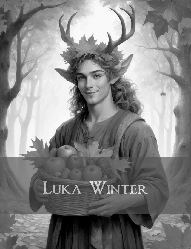 Happy Fauns | 30 Magical Grayscale Coloring Pages | Fantasy Art | Faun ...