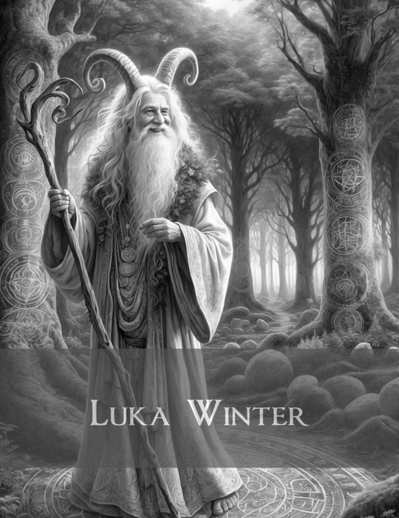 Happy Fauns | 30 Magical Grayscale Coloring Pages | Fantasy Art | Faun ...