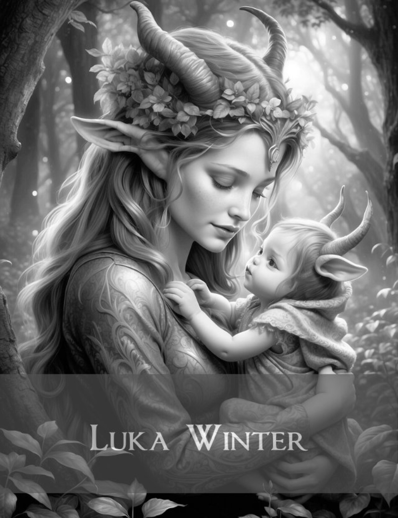 Happy Fauns | 30 Magical Grayscale Coloring Pages | Fantasy Art | Faun ...