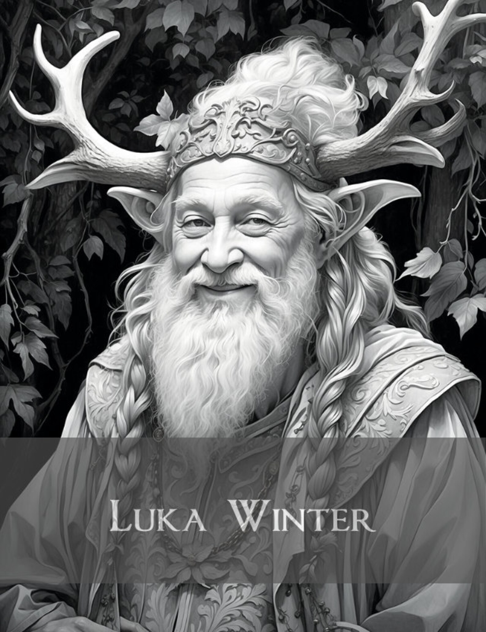 Happy Fauns | 30 Magical Grayscale Coloring Pages | Fantasy Art | Faun ...