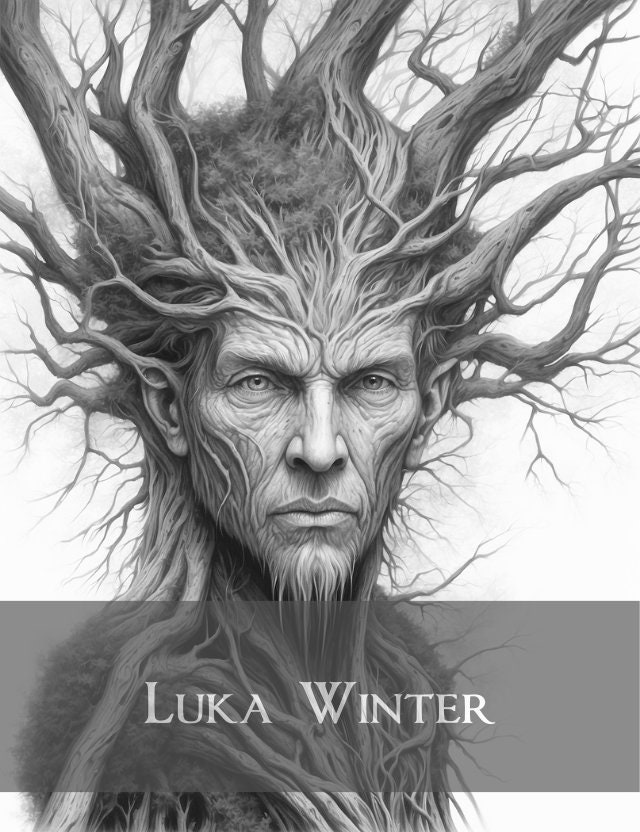 Dryads and Ents 30 Magical Grayscale Coloring Pages Dryad, Ent Fantasy ...