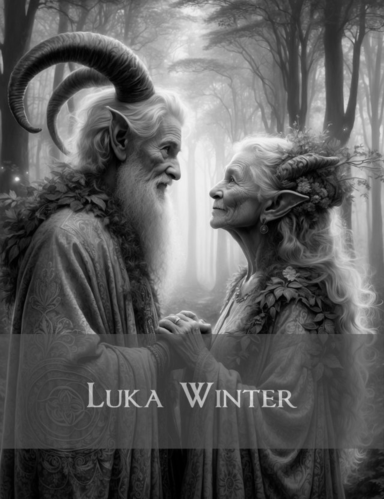 Happy Fauns | 30 Magical Grayscale Coloring Pages | Fantasy Art | Faun ...