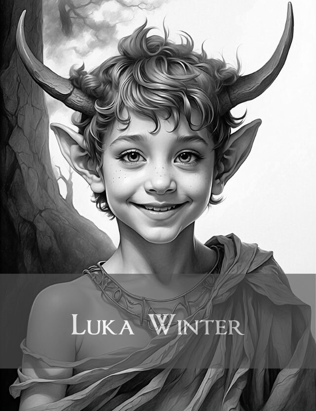 Happy Fauns | 30 Magical Grayscale Coloring Pages | Fantasy Art | Faun ...