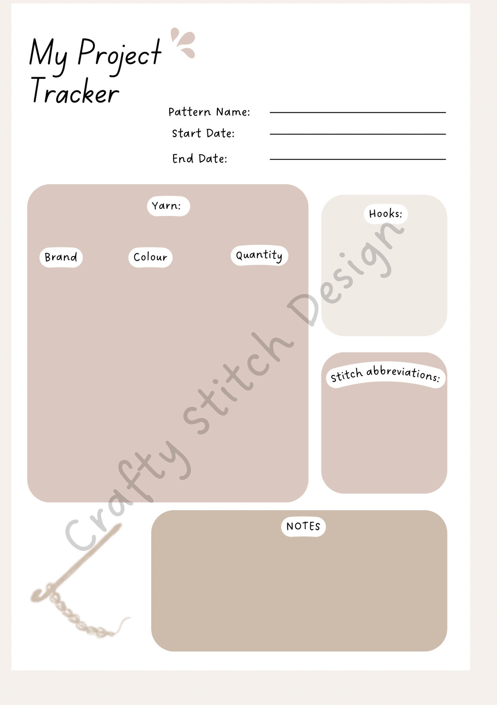 Printable Crochet Project Planner Organiser for Crochet Patterns - Etsy