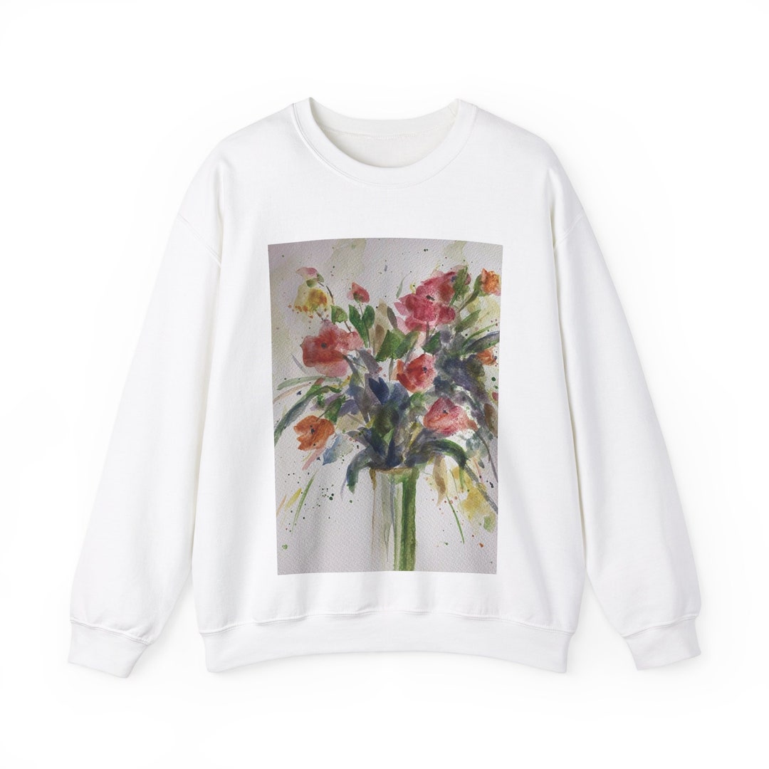 Sweatshirt, Sweatshirt Spring Flowers, White Sweatshirts, Flower Print ...