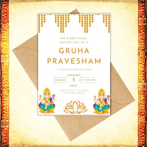 Gruhapravesham Invitation & Grihapravesh Invite, Indian Housewarming ...