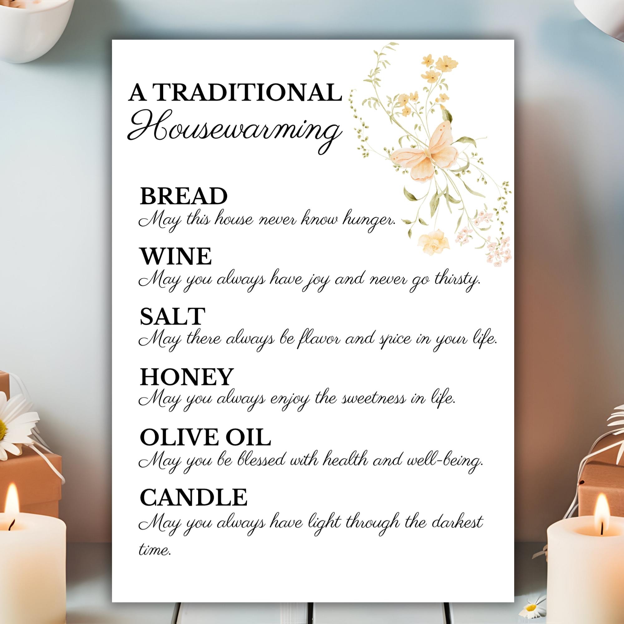 Housewarming Printable| House Blessing Printable| Bread, Salt, Wine ...