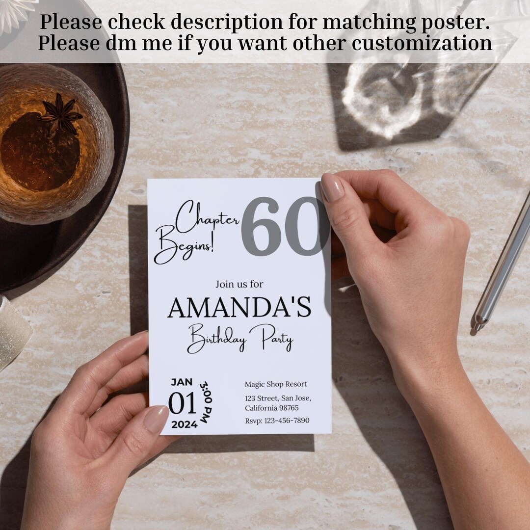 60th Birthday Invitation, 60th Invite Template, Digital 60th Birthday ...