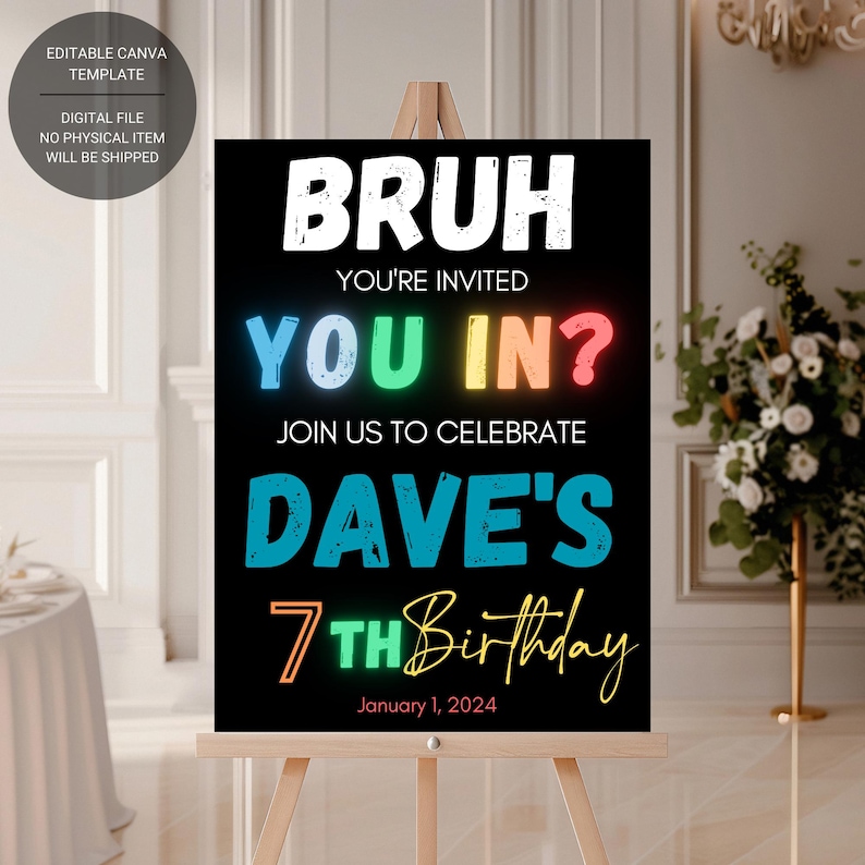 Editable Template Bruh Birthday Sign, Bruh It's My Birthday Poster ...
