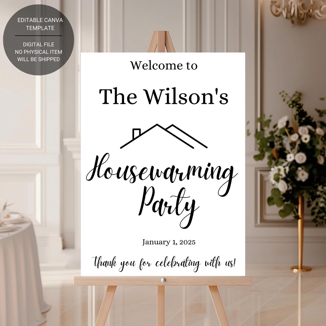 Editable Housewarming Party Welcome Sign: Canva Template (digital ...