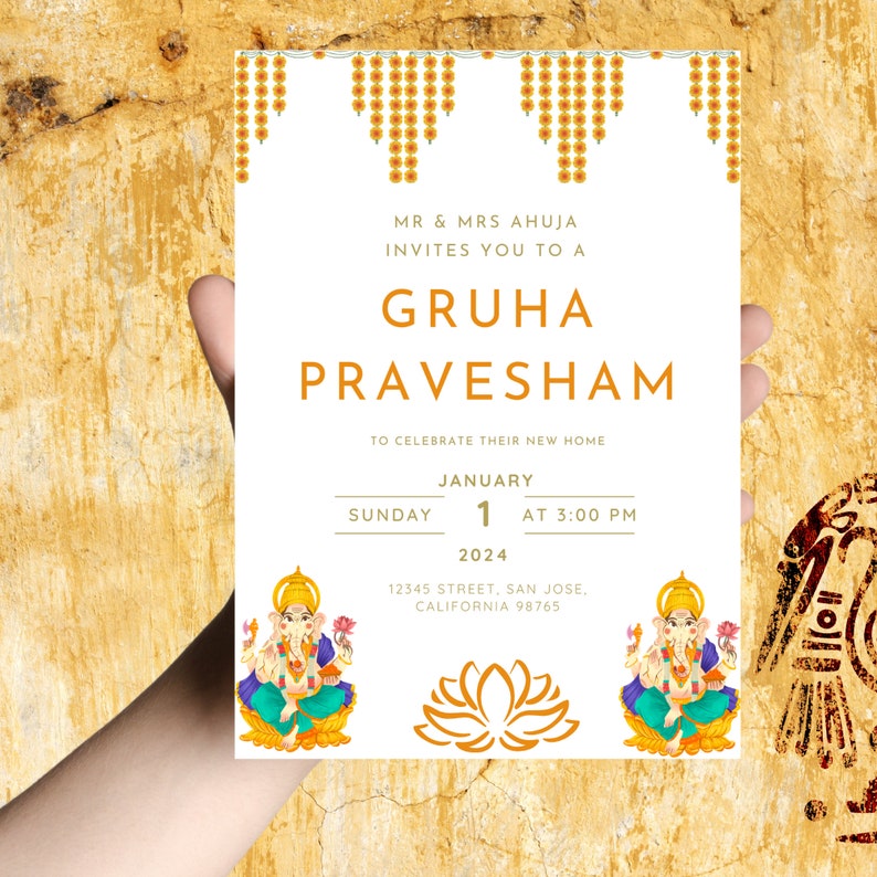Gruhapravesham Invitation & Grihapravesh Invite, Indian Housewarming ...