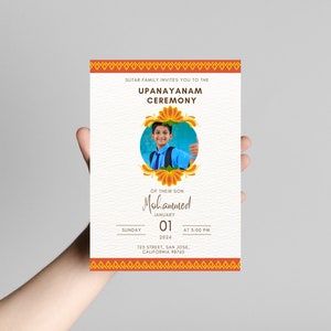 Editable Upanayanam Ceremony Invitation, Thread Ceremony Invite ...