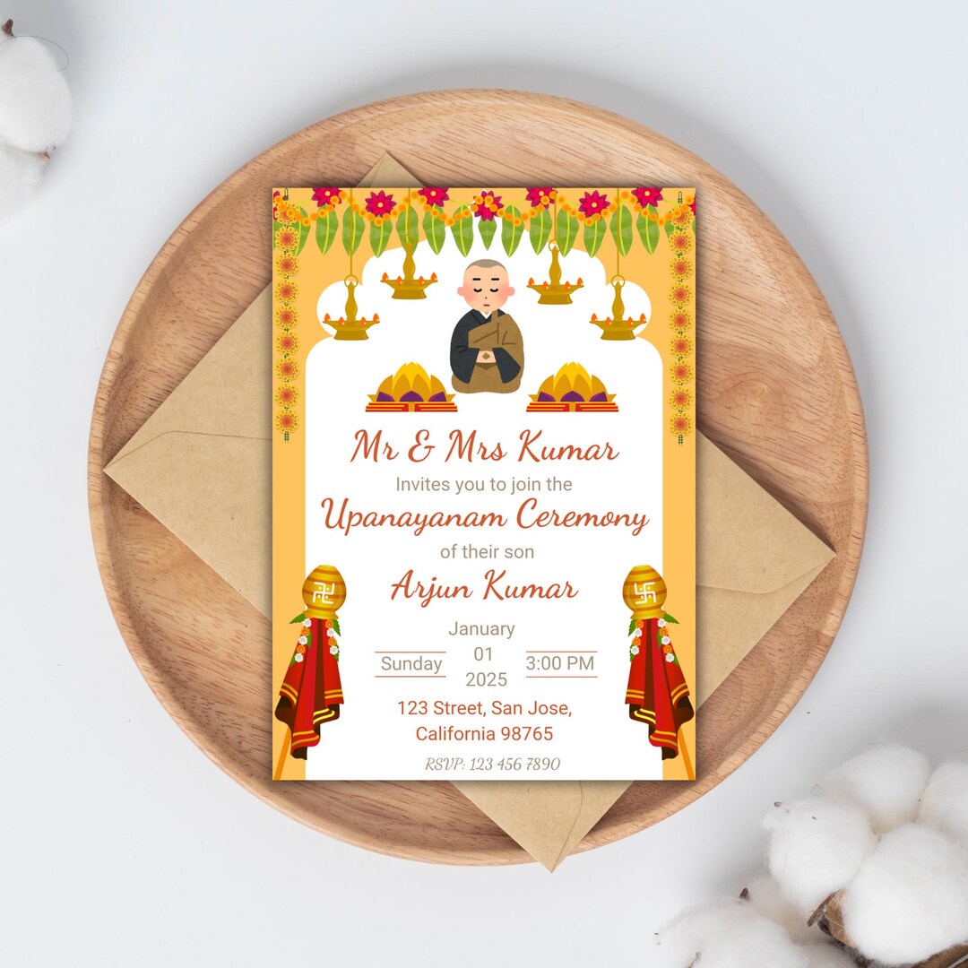 Upanayanam Invitation, Thread Ceremony, Janeu Ceremony Invitation ...