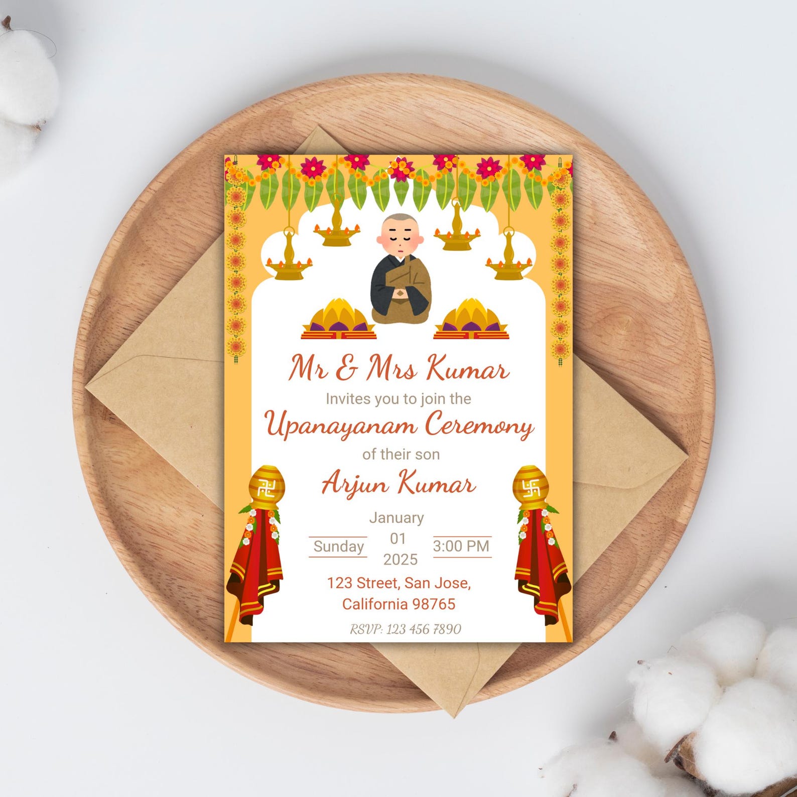 Upanayanam Invitation, Thread Ceremony, Janeu Ceremony Invitation ...