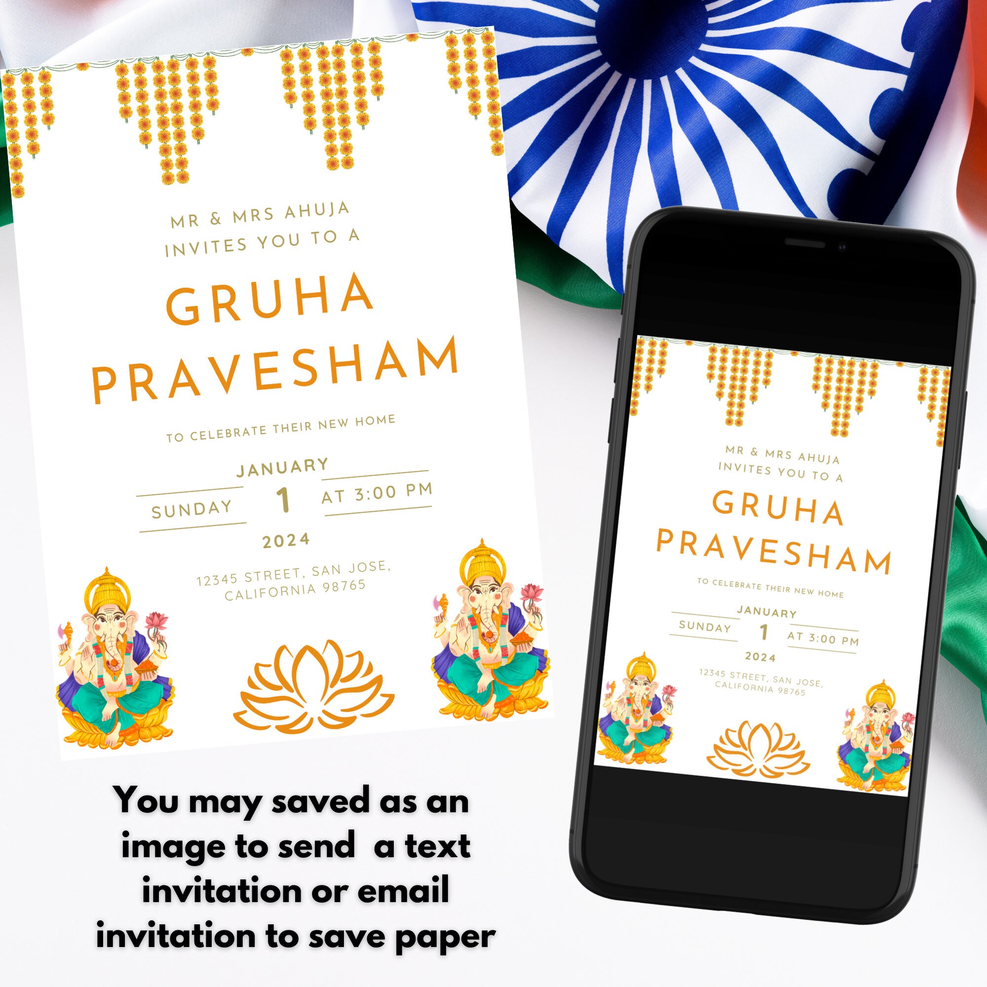 Gruhapravesham Invitation & Grihapravesh Invite, Indian Housewarming ...