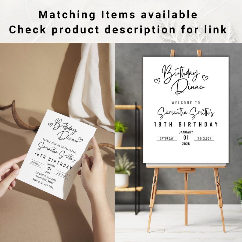 Birthday Dinner Invitation, Editable Birthday Dinner Digital Invite ...