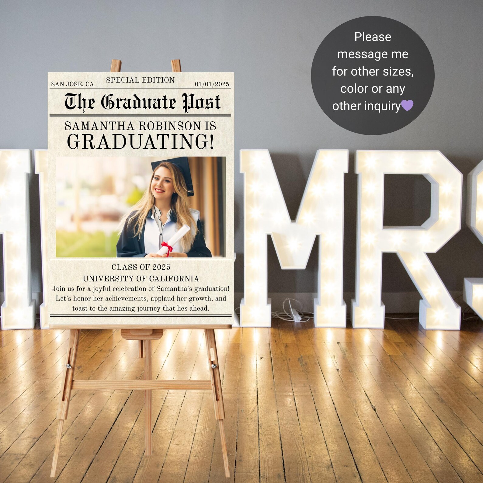 Newspaper Graduation Announcement Sign: College Graduation Party ...