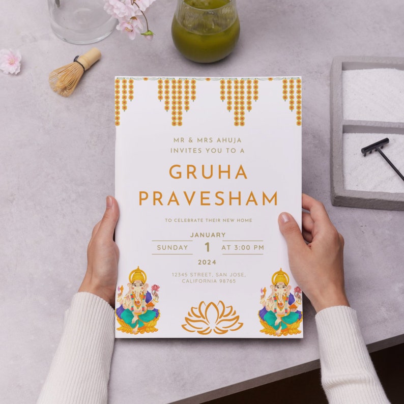 Gruhapravesham Invitation & Grihapravesh Invite, Indian Housewarming ...