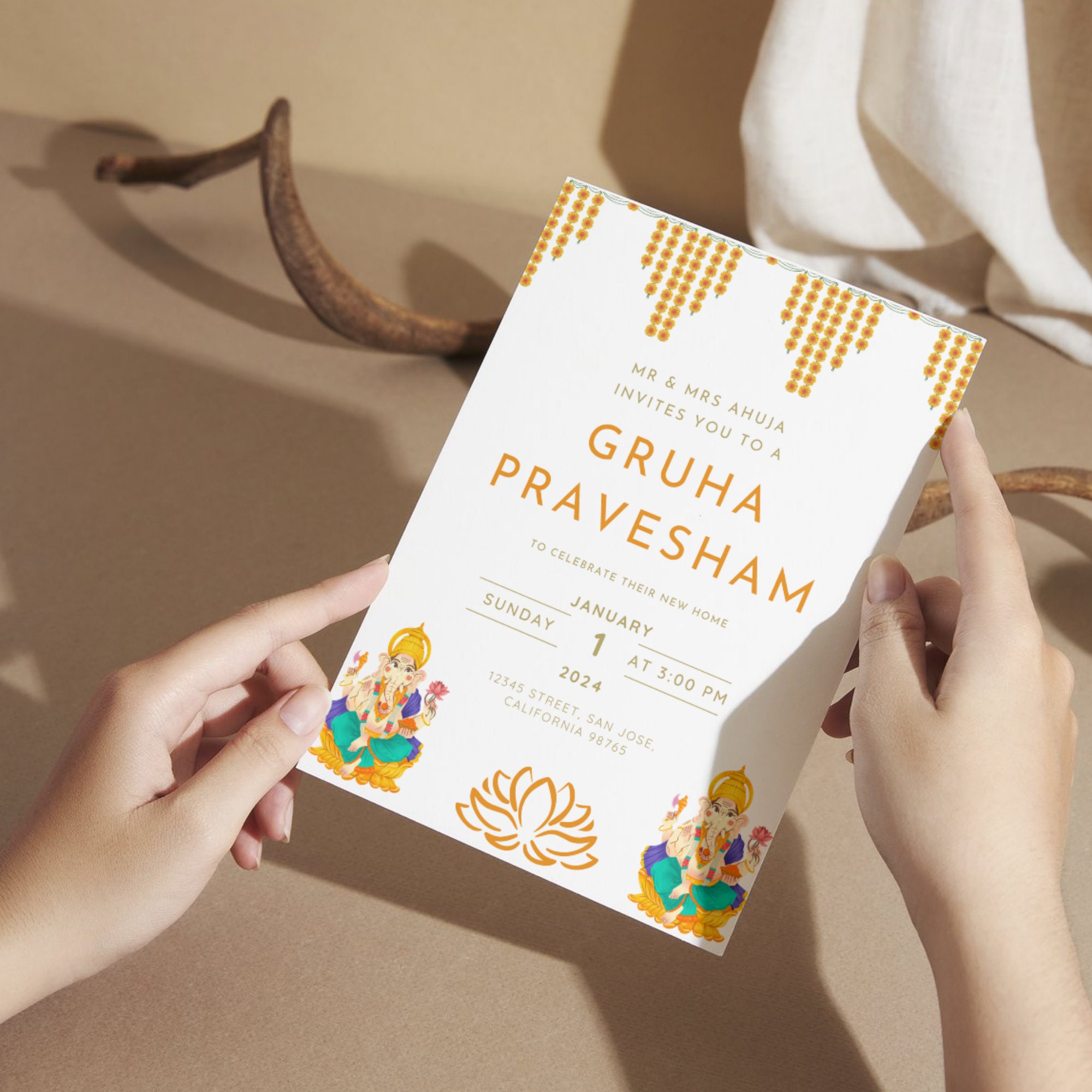 Gruhapravesham Invitation & Grihapravesh Invite, Indian Housewarming ...