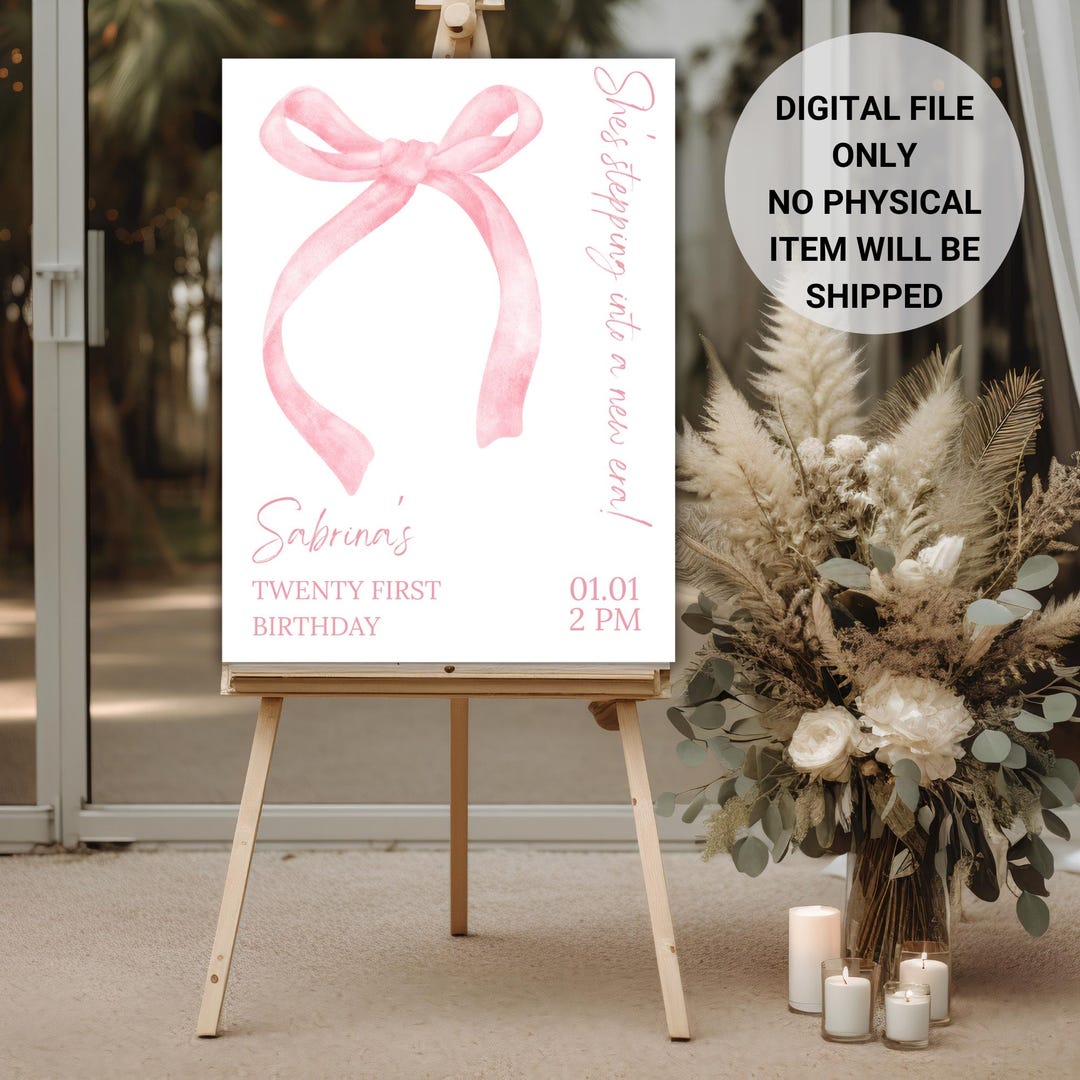 Coquette Birthday Sign Girl | Mobile Birthday Dinner Welcome Sign ...