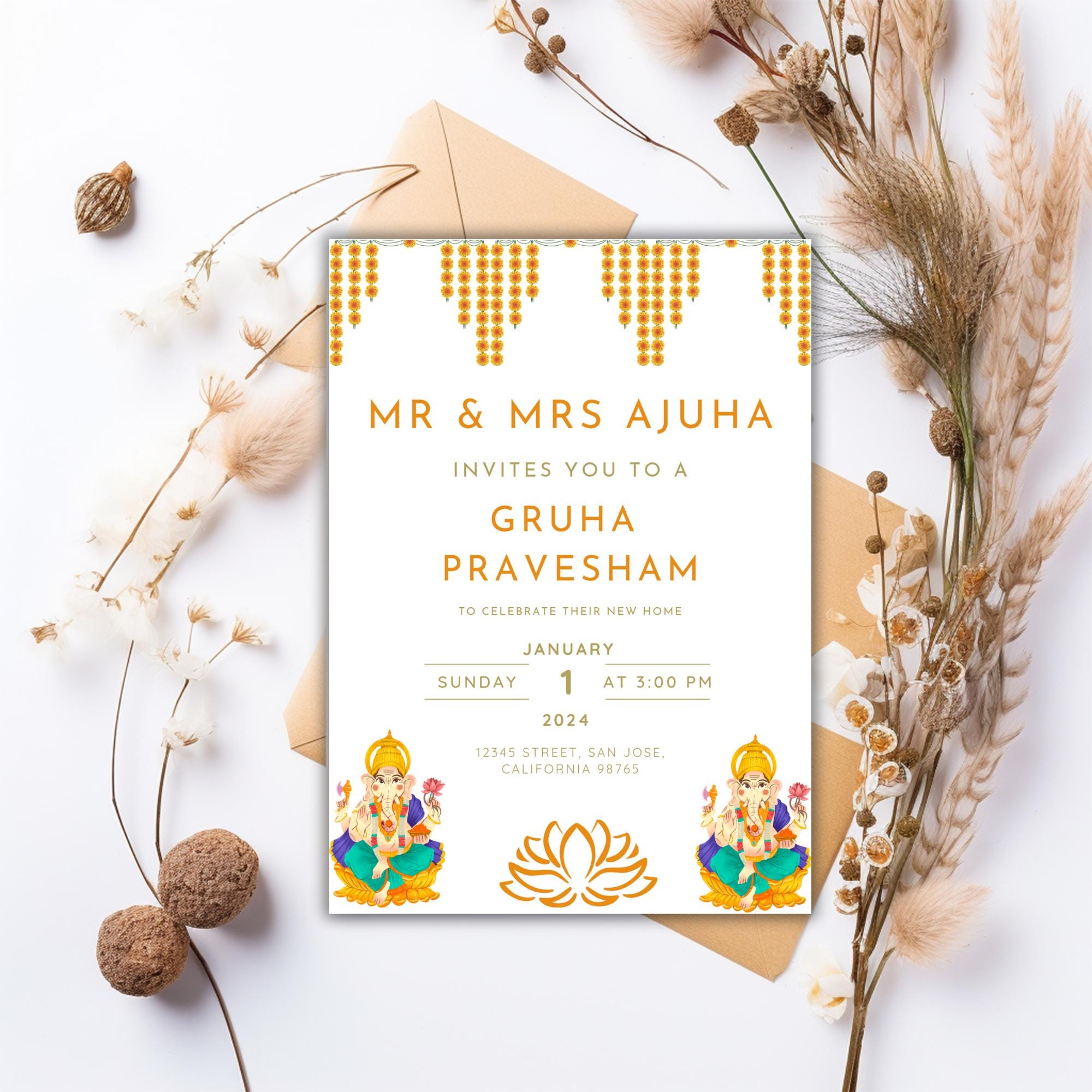 Gruhapravesham Invitation & Grihapravesh Invite, Indian Housewarming ...