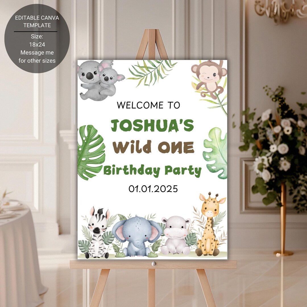 Wild One 1st Birthday Sign, Printable Wild One Burthday Poster, Wild ...