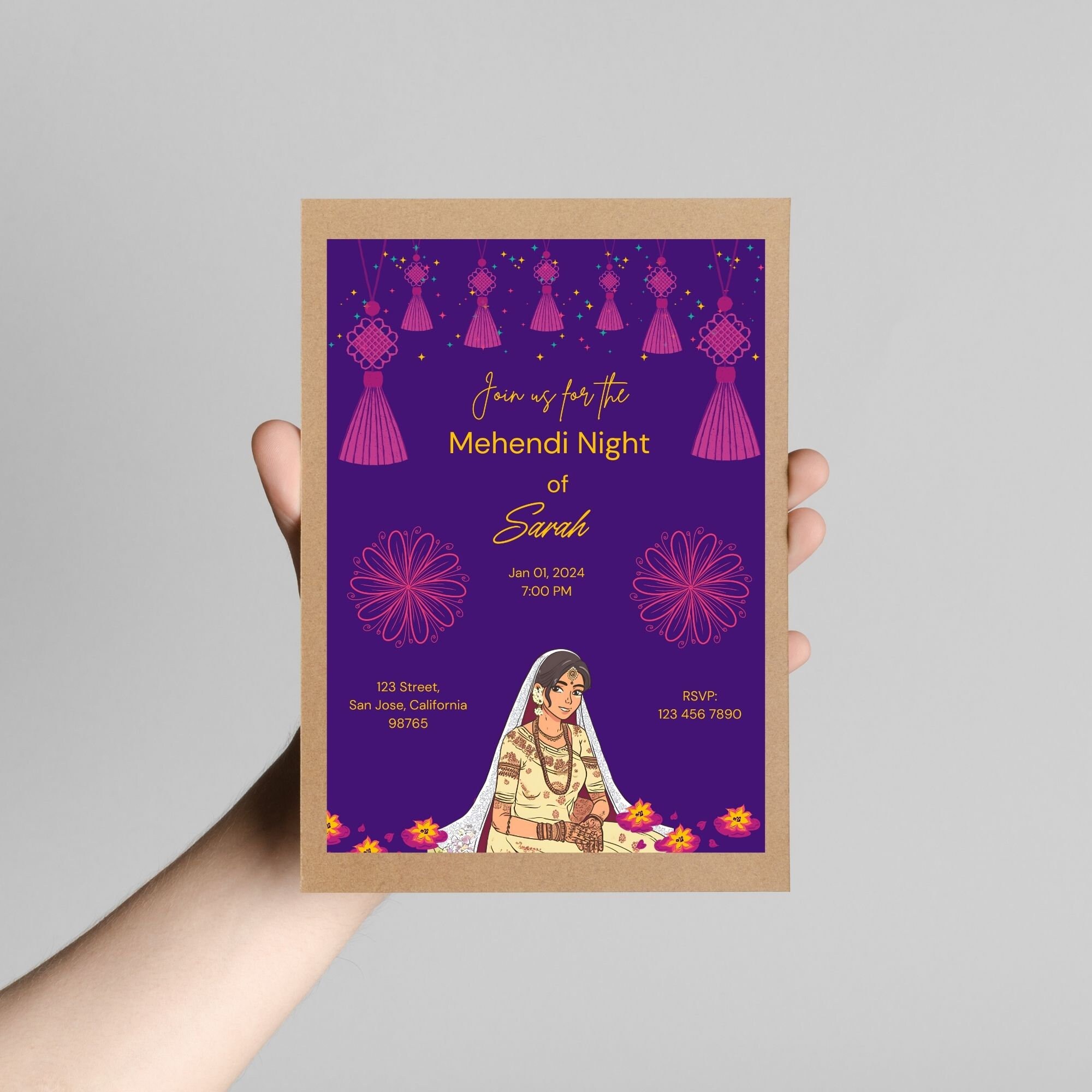 Mehendi Invitation, Mehndi Invite, Mehndi Nights, Mehendi Nights ...
