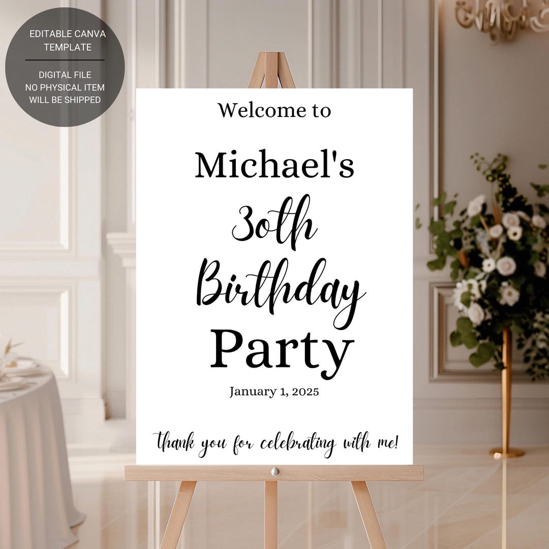 Happy Birthday Welcome Sign | Editable Template in Canva | Minimalist ...