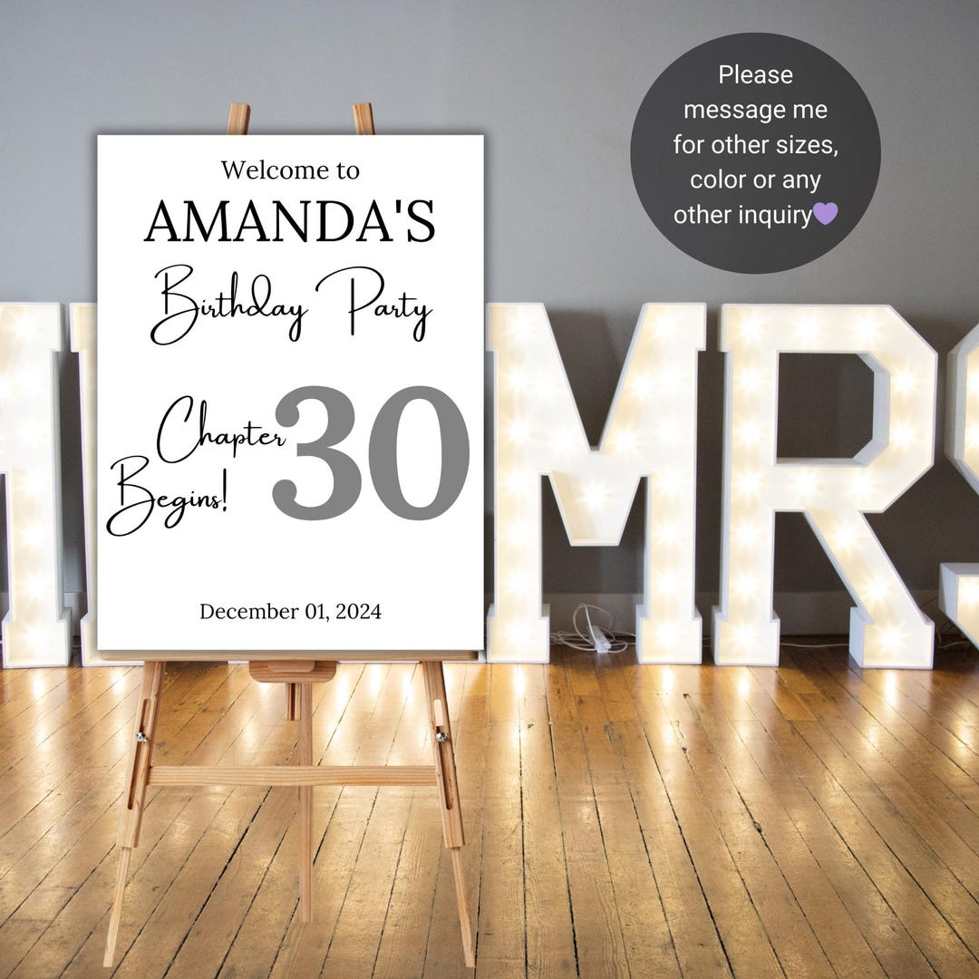 30th Birthday Welcome Sign Template: Black & White DIY Decor (digital ...
