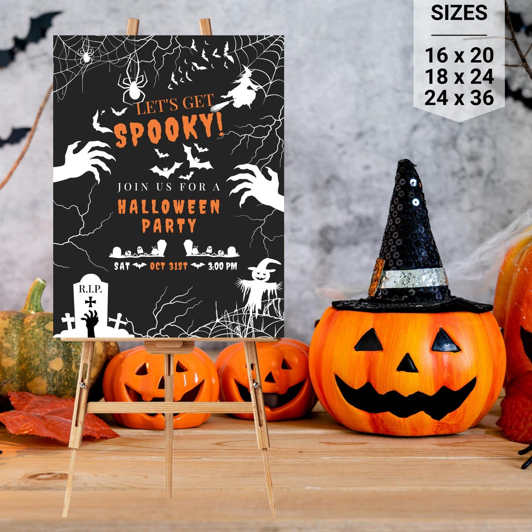 Digital Halloween Party Welcome Sign - Let's Get Spooky Editable ...