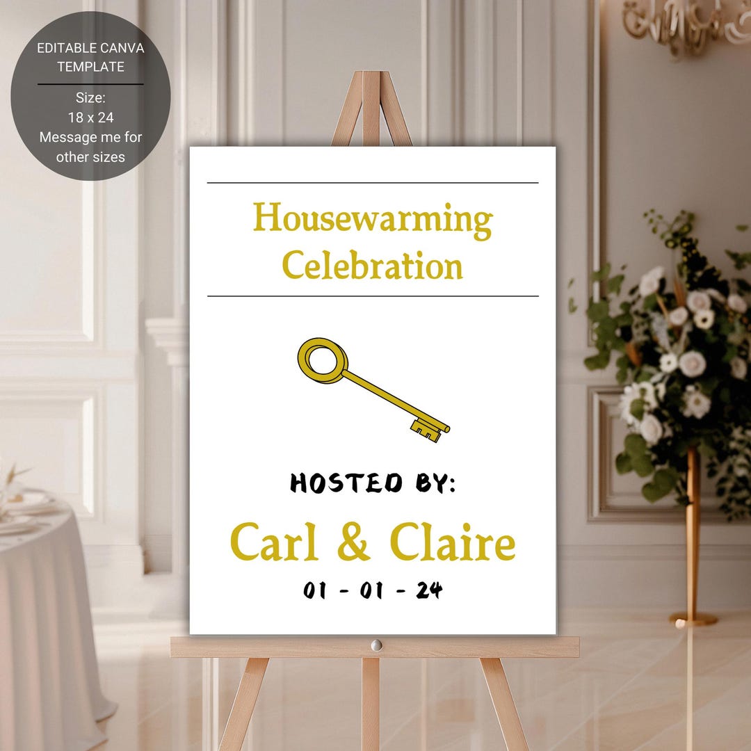 Minimalist Housewarming Sign, Black & Gold Housewarming Sign ...