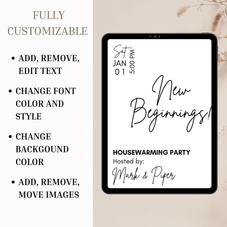 Editable Housewarming Party Welcome Sign Template, Minimalist ...