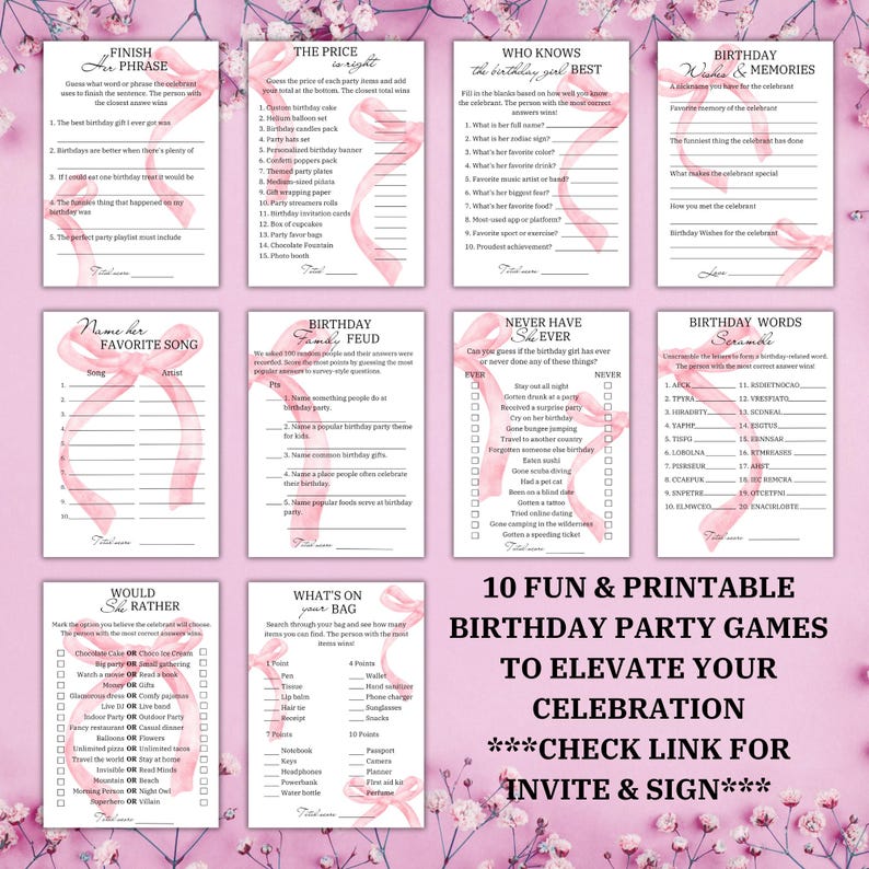 Adult Birthday Party Games: Printable Birthday Wishes (digital Download ...