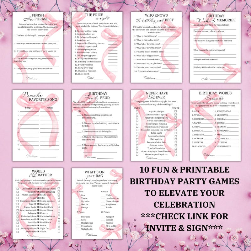 Coquette Birthday Games - Etsy