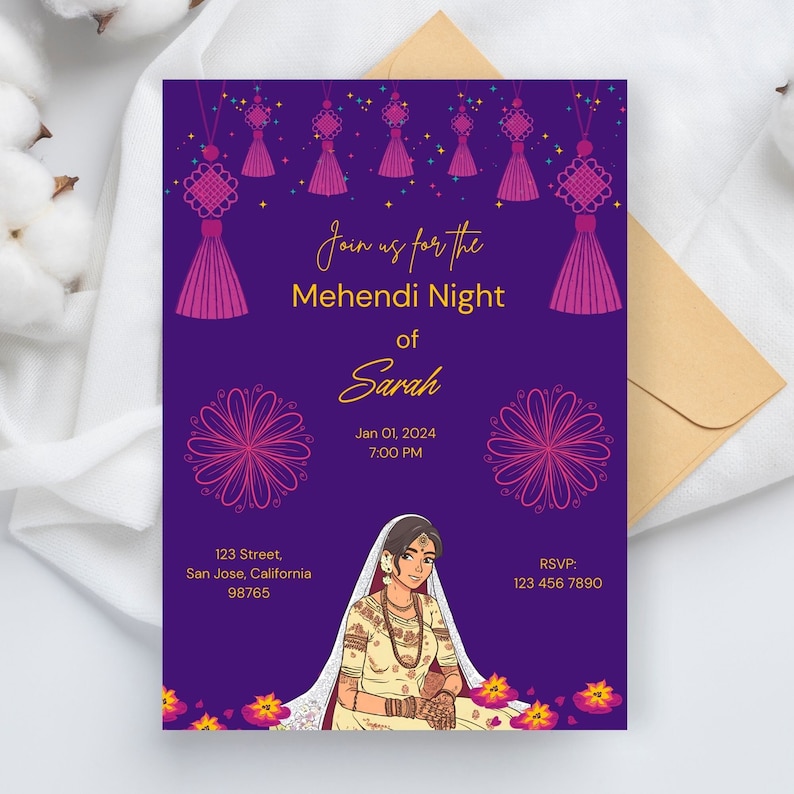 Mehendi Invitation, Mehndi Invite, Mehndi Nights, Mehendi Nights ...