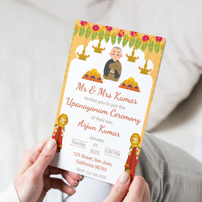 Upanayanam Invitation, Thread Ceremony, Janeu Ceremony Invitation ...