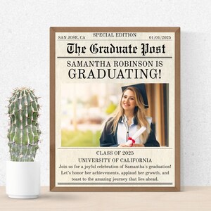 Newspaper Graduation Sign 2025, Graduation Announcement, College ...