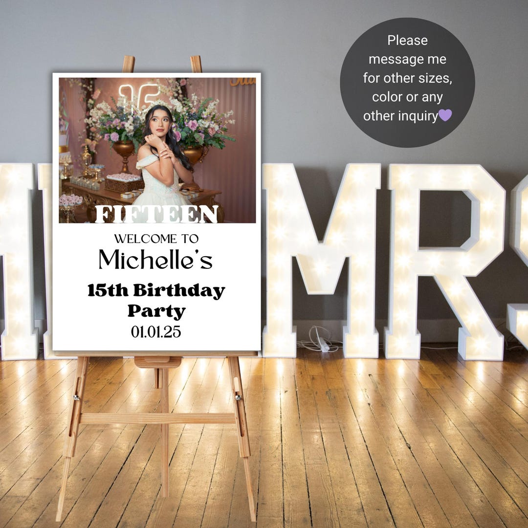 15th Birthday Sign White , Black Mobile Fifteen Birthday Poster | Photo ...