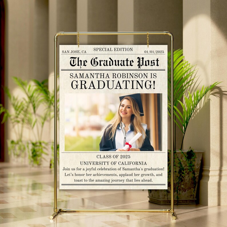 Newspaper Graduation Sign 2025, Graduation Announcement, College ...