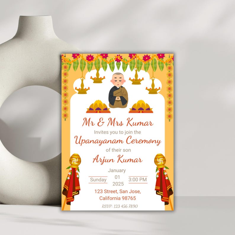 Upanayanam Invitation, Thread Ceremony, Janeu Ceremony Invitation ...