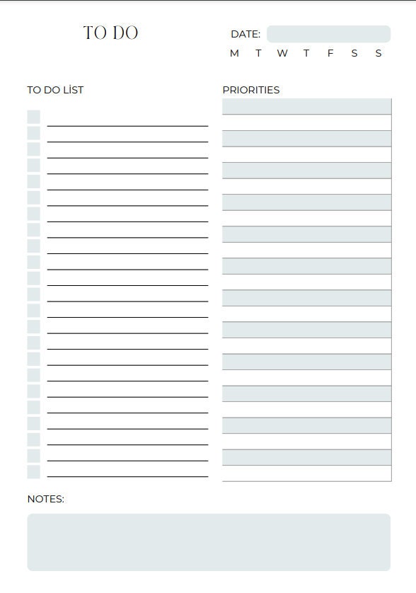 Printable to Do List - Etsy