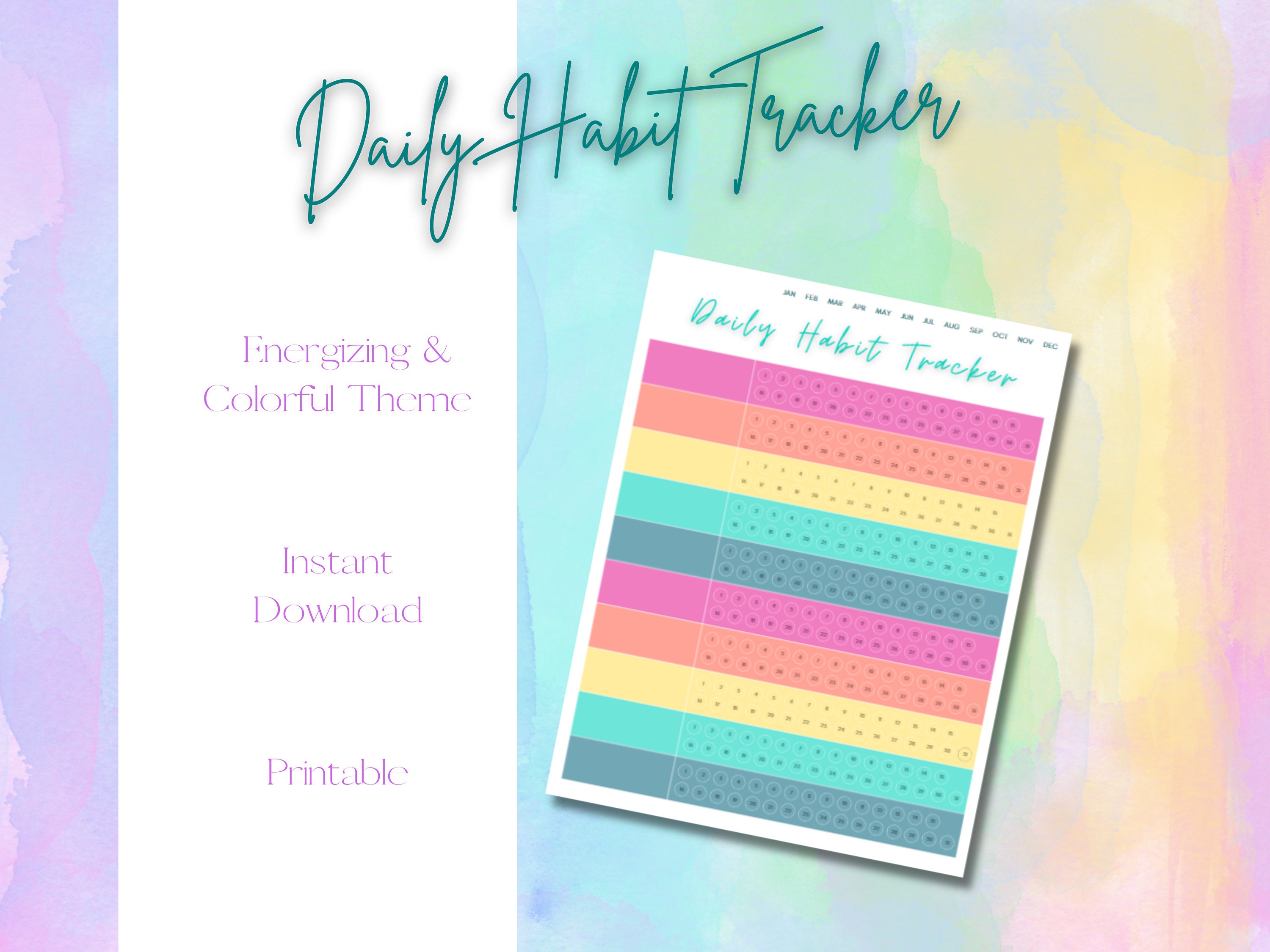 Habit Tracker Template Printable & Digital Use US Letter Fitness and ...