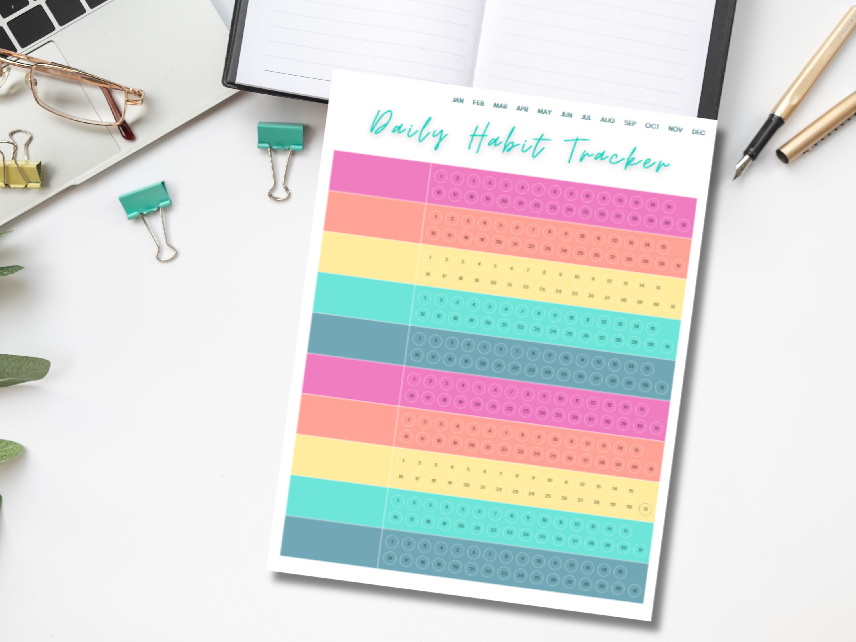 Habit Tracker Template Printable & Digital Use US Letter Fitness and ...