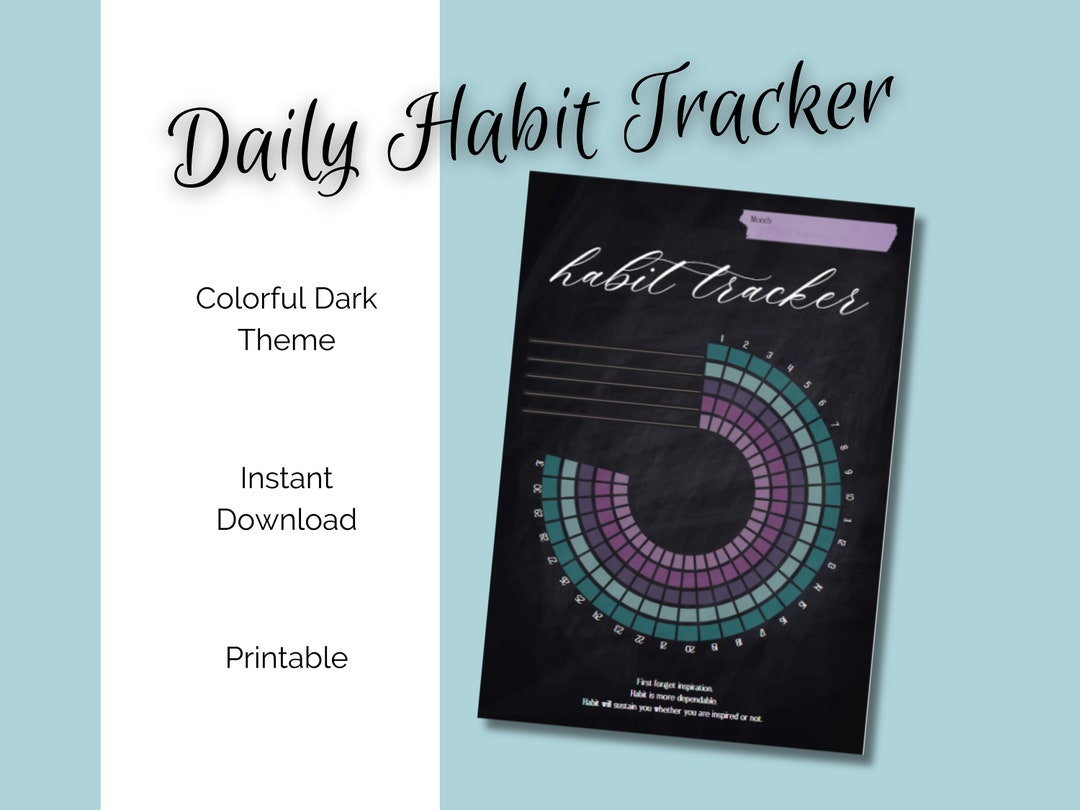 Habit Tracker Digital Download & Printable Dramatic Dark Theme Undated ...