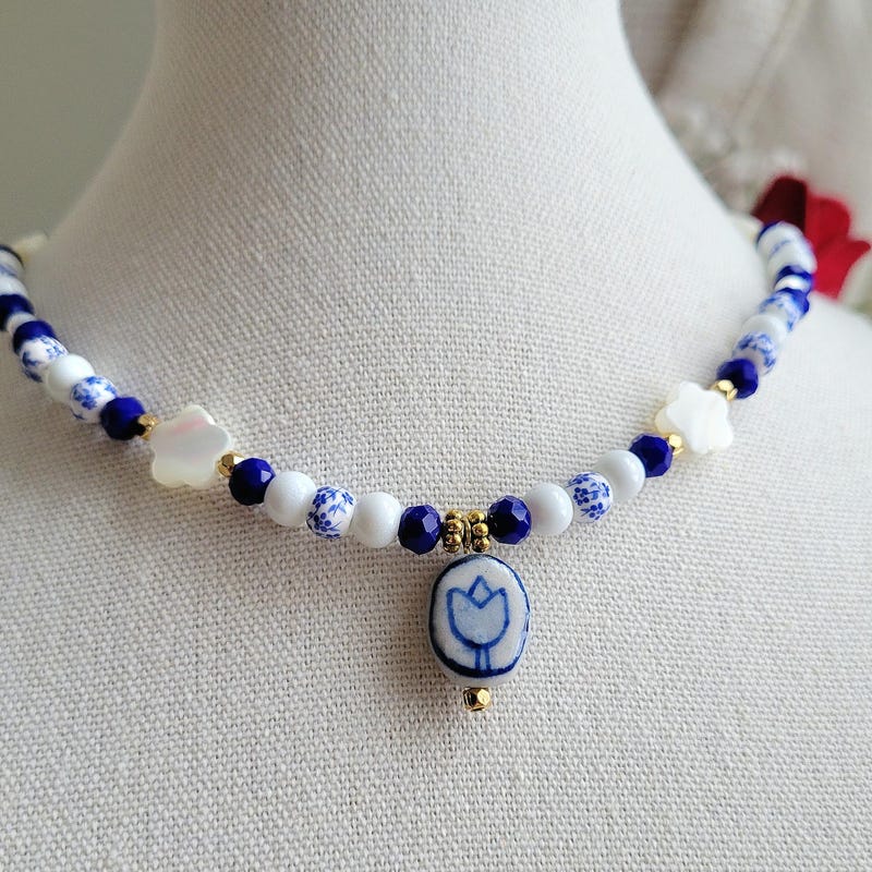 Delft Blue Necklace - Etsy
